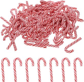 Artibetter 100 Stück Kleiner Zuckerstangen Harzanhänger 5X12cm Rot Weiß Gestreift Bruchfestes Selbstgemacht Weihnachts Bastelzubehör für Handyhüllen Schuhe und T