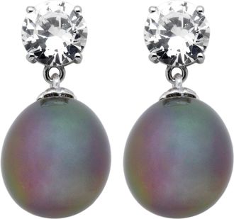 Burgmeister Damen-Ohrstecker grau Zirkonia rhodiniert 925 Sterling Silber JHE1088-223