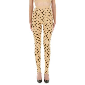 Marine Serre Moon Print Jersey Leggings - - Trousers - Damen - Beige - S