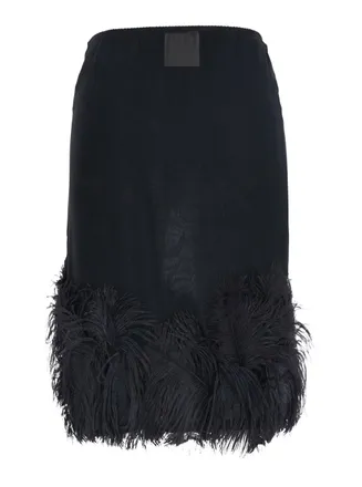Semicouture Womens Skirt With Feather Trim, Black