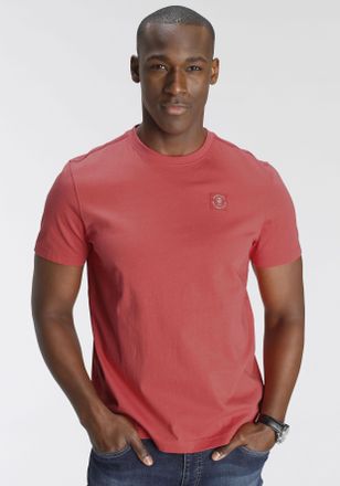 DELMAO Rundhalsshirt DELMAO, Herren, Gr. S (44/46), orange (koralle), Single Jersey, Obermaterial: 100% Baumwolle, unifarben, Basic, regular fit, Rundhals, S