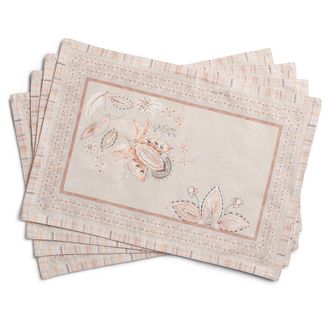 Maison d'Hermine Platzsets, 100 % gek&auml;mmte Baumwolle, Premium-Set, 4 St&uuml;ck, dekoratives waschbares Stoff-Platzset, Esszimmer, Buffet-Partys und Camping - Society Flora