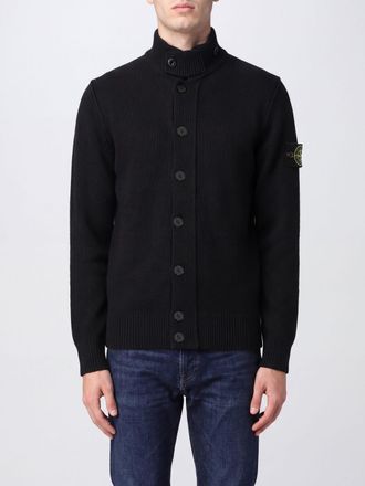 Stone Island Strickjacke aus Schurwollmischung mit Stehkragen und Logo-Patch