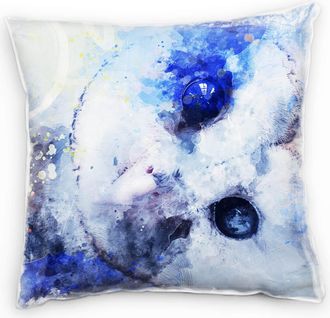 Paul Sinus Art Eule Deko Kissen Bezug 40x40cm für Couch Sofa Lounge Zierkissen - Dekoration zum Wohlfühlen