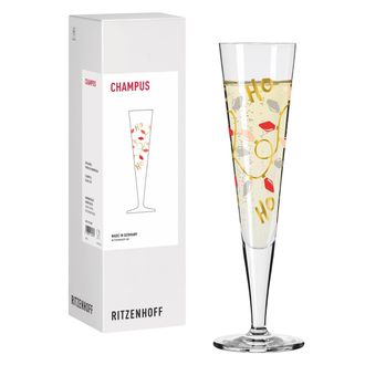 Ritzenhoff 8213002 Champagnerglas 200 ml, Serie Weihnachten - mit zarter Lichterkette in Rot, Rosa und Gold - Made in Germany