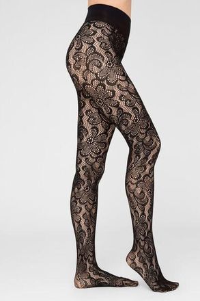 Calzedonia Netzstrumpfhose Mit Pop-blumen Schwarz