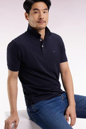 Eden Park Polo Manches Courtes En Coton Pima Marine Coupe Droite