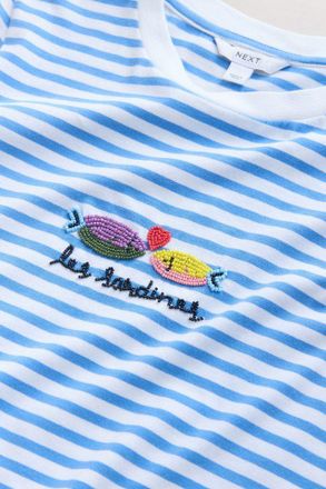 Next T-Shirt Kurz&auml;rmeliges T-Shirt mit Verzierung, Sardine (1-tlg)