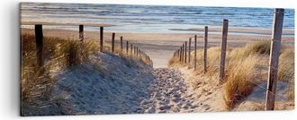 Arttor Panorama Bilder auf Leinwand Meer Strand Düne Leinwandbild 140x50cm Wandbilder Dekoration Wohnzimmer Schlafzimmer Küche Groß XXL Wanddeko Bild Wand Ku