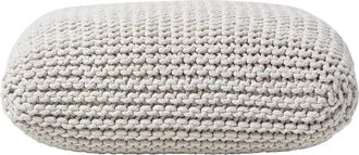 Homescapes Strickpouf groß Creme 70 x 20 cm Bodenkissen Sitzkissen 100% Baumwoll Bezug grob gestrickt mit Polystyrol Füllung
