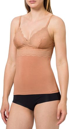 Skiny Damen Skiny Dames Bamboo Lace Spaghettishirt, Bronze, 42 EU
