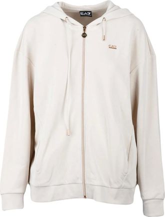 Emporio Armani Emporio Armani Ea7, Femme, Sweatshirts et sweats &agrave; capuche, Blanc, Taille: 40 FR Slim Zip SweaT-shirt