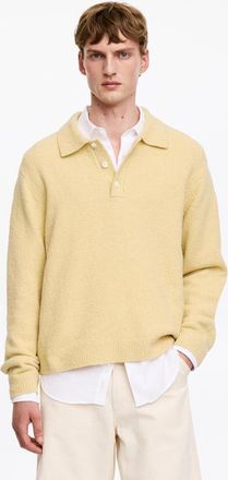 Arket Gestricktes Poloshirt Aus Baumwollmischung -Gelb