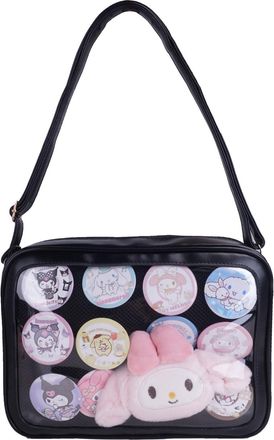 Coolchange Japanische Ita bag Umh&auml;ngestasche mit transparentem Sichtfenster | Itabag Tasche | 22x30cm | Schwarz