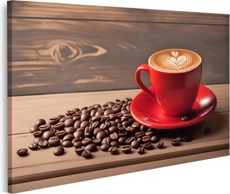 Islandburner Bild auf Leinwand Cappuccino Tasse Latte Kunst Kaffeebohnen Milchschaum Dekoriert Rus Bilder Wandbilder Poster JCMG-1K