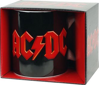AC/DC Kaffeetasse Logo, Porzellan, schwarz, 8 cm, 1 Stück (1er Pack)
