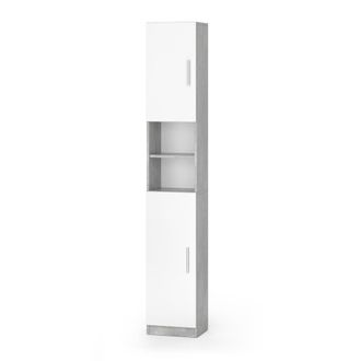 Vicco Badschrank Beton Luis 32x190x26 cm - W&auml;scheschrank, Viel Stauraum von Oben bis unten - ideal f&uuml;r Handt&uuml;cher & Pflegeprodukte