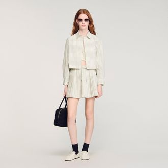 Sandro Gestreiftes Hemd mit Strassbesatz