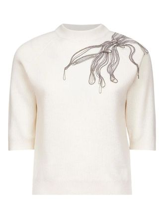 Brunello Cucinelli Top mit Zierkette - Weiß