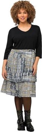 Ulla Popken Jerseykleid mit Plisseerock Robes, Noir, 60-62 Femme