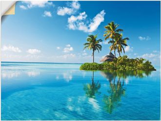 Artland ARTland Wanddeko Wandtattoo selbstklebende Vinylfolie 120x90 cm Meer Karibik Insel Malediven Südsee Strand Tropisch Palmen T5MX