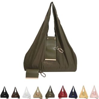 Generic Sac fourre-tout pliable, sac &agrave; main extensible, r&eacute;utilisable, sac de poche compact multifonction, grande capacit&eacute;, vert militaire, 11