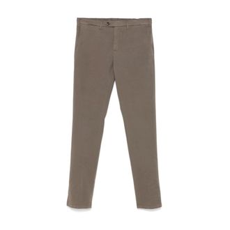 Canali Homme, Pantalons, Brun, Taille: 3XL Pantalon en Twill Coupe Slim Marron Taupe