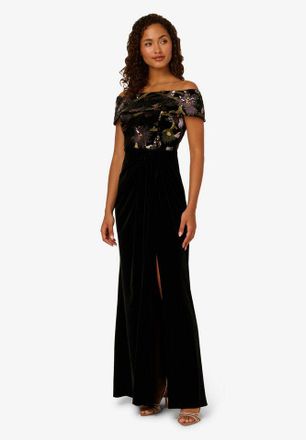 Adrianna Papell Abendkleid Off Shoulder Gown Glamour&ouml;s, schimmernd, stilvoll