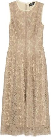 Clips Femme, Robes, Brun, Taille: 42 FR Robe Midi en Dentelle Florale