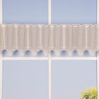 Schöner Leben Scheibengardine Meterware Landhausgardine Stickerei Herzchen nähfrei