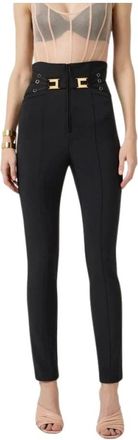 Elisabetta Franchi Femme, Pantalons, Noir, Taille: 34 FR Pantalon en Cr&ecirc;pe Stretch Double &Eacute;paisseur