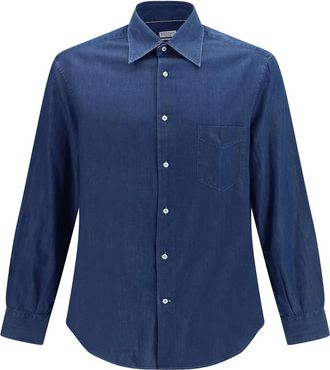 Brunello Cucinelli Chemise en jean l&eacute;g&egrave;re - Homme - Chemises - Bleu - Taille: XL