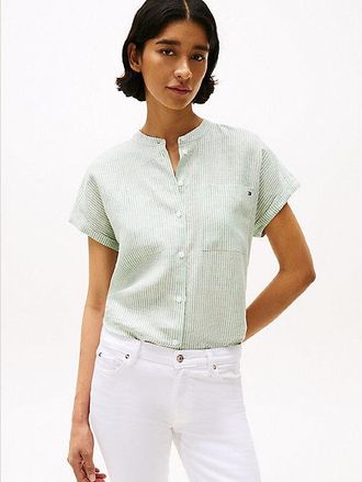 Tommy Hilfiger Blouse en lin décontractée à manches courtes
