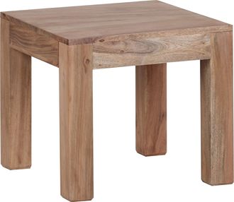 WOHNLING Couchtisch Massiv-Holz Akazie 45 cm breit Wohnzimmer-Tisch Design braun Landhaus-Stil Beistelltisch Natur-Produkt Wohnzimmermöbel Unikat modern Massiv
