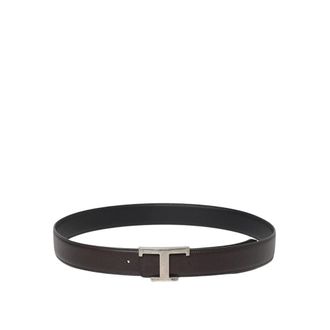 Tod's Homme, Accessoires, Noir, Taille: 105 CM Ceinture en cuir noir avec boucle en T