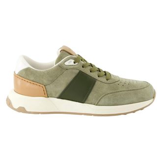 Tod's Homme, Chaussures, Vert, Taille: 40 EU Baskets en velours de cuir vert kaki