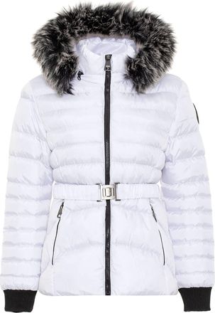 Cipo & Baxx Damen Mantel WM132 Weiß - Modische Winterjacke mit warmem Futter, figurbetontem Schnitt und funktionalen Details für kalte Tage und stilvolle Outfits 