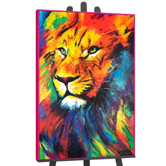 Yohji Yamamoto Art Pop Art Abstrakt Design Acryl Gem&auml;lde auf Leinwand L&ouml;wenst&auml;rke handgemalt Wandbilder Wohnzimmer modern Wohndekor L&ouml;wen Bild bunt echte Kunst 140x1