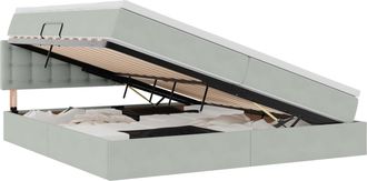 vidaXL Letto Con Contenitore Grigio Chiaro 200 X 200 Cm Velluto Vidaxl
