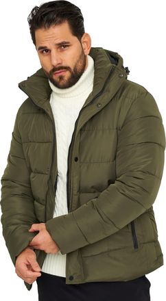SOULSTAR Herren Winterjacke mit Kapuze Steppjacke Pufferjacke Outdoorjacke &Uuml;bergangsjacke Mens Jacket S2_MJ-CRETA-Olive-S