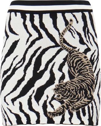 Akep Femme, Jupes, Multicolore, Taille: 42 FR Mini Jacquard Tiger