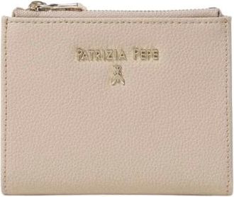 Patrizia Pepe Femme, Accessoires, Beige, Taille: ONE Size Portefeuille en Cuir Beige &agrave; Fermeture &Eacute;clair