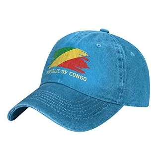 Generic Casquette Trucker &Eacute;ventails en Denim Aux Couleurs du Drapeau De La R&eacute;publique du Congo Respirante Casquettes De Golf Anti-Soleil Anti-Soleil Cap pour 