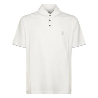 Brunello Cucinelli Homme, Tops, Blanc, Taille: XL Polo Piqu&eacute;
