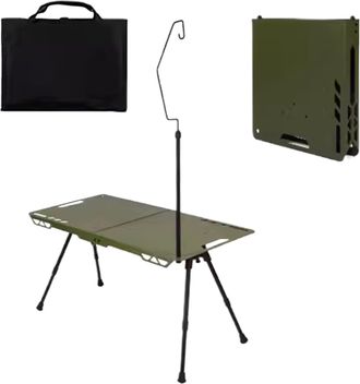 Generico Campingtisch - Klappbarer Campingtisch | Faltbare Picknickbretter | Tragbarer h&ouml;henverstellbarer Schreibtisch mit Lichthalterung f&uuml;r den Garten von Pa