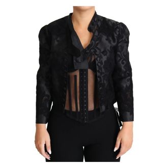 Dolce & Gabbana Sheer Lace Corset Seidenjacke - - Jackets - Damen - Schwarzk - XL