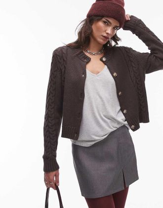 R&eacute;sum&eacute; Resume - Gilet ajust&eacute; en maille torsad&eacute;e - Marron fonc&eacute;