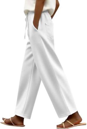 Generico Femmes Pantalon de surv&ecirc;tement Taille Haute Pantalon Long Jambe Large Athl&eacute;tique Pantalon Avec Poches &Eacute;l&eacute;gant Sport Confortable Pantalon D&eacute;contract&eacute; P