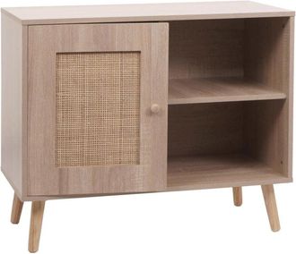 Mendler Commode HWC-M39, Armoire Sideboard Highboard, Compartiment de rangement, Kubu rotin bois mélaminé, 67x80x38cm aspect chê