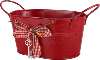 BESPORTBLE Rustikaler Verzinkter Blumentopf Im Vintage-Stil - Dekorativer Eimer Pflanzer Für Trockenblumenarrangements - Ideal Für Bauernhaus Und Wohnkultur Rot 